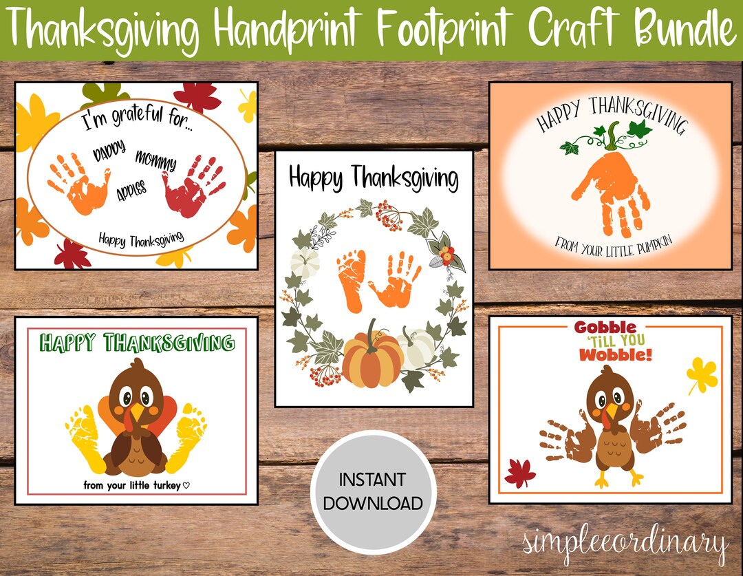Thanksgiving Handprint Footprint Craft Bundle, Fall Printable Gift ...