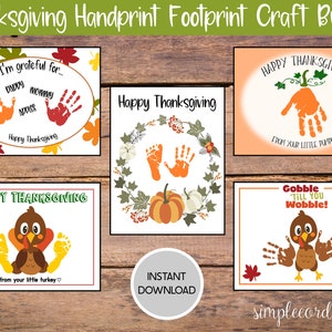 Thanksgiving Handprint Footprint Craft Bundle, Fall Printable Gift ...