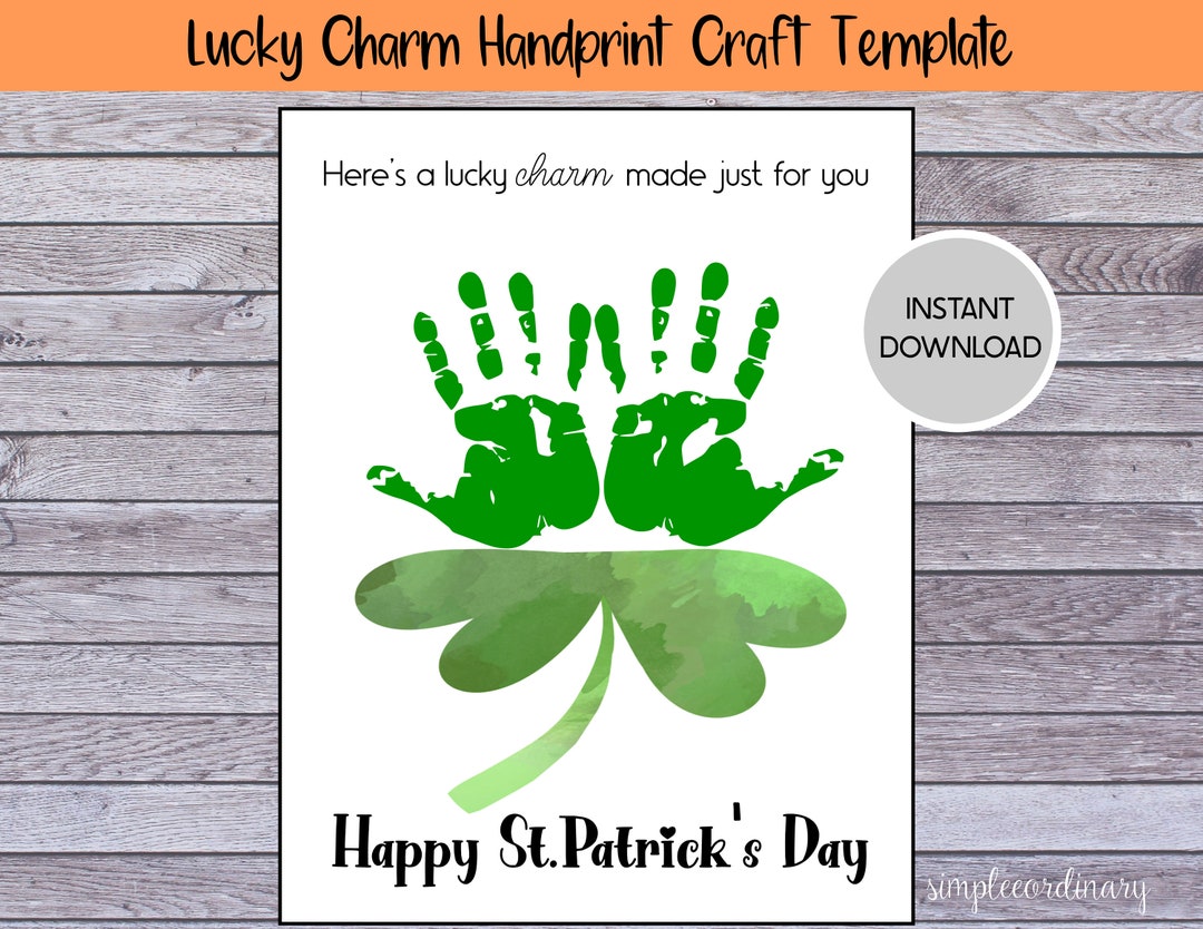 Lucky Charm Clover St.patrick's Day Handprint Craft, Printable ...