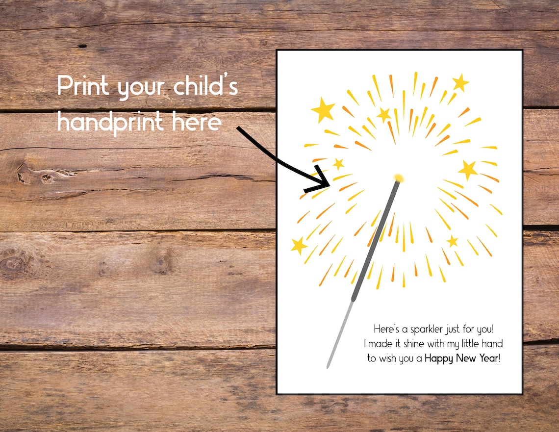 New Year Sparkler Handprint Craft Template Printable - Etsy