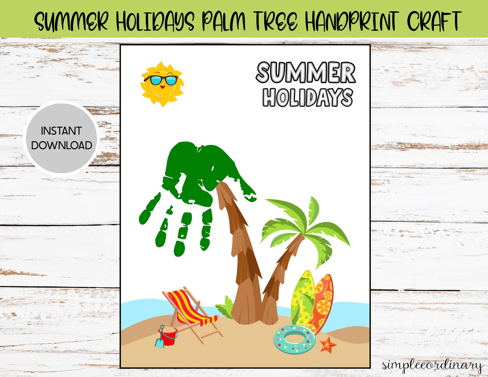 Summer Holidays Palm Tree Handprint Craft Printable Handprint - Etsy