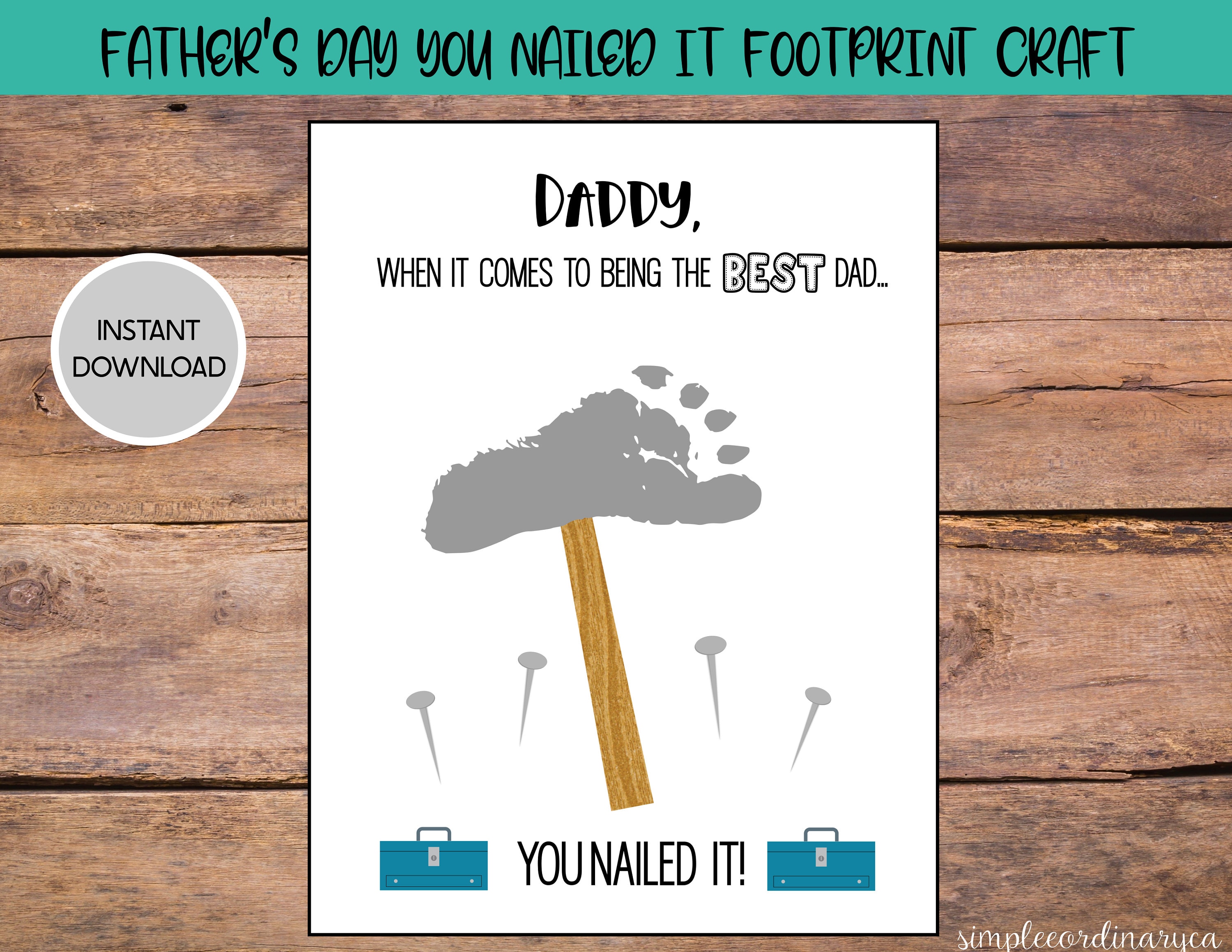 Father's Day You Nailed It Footprint Craft Printable - Etsy