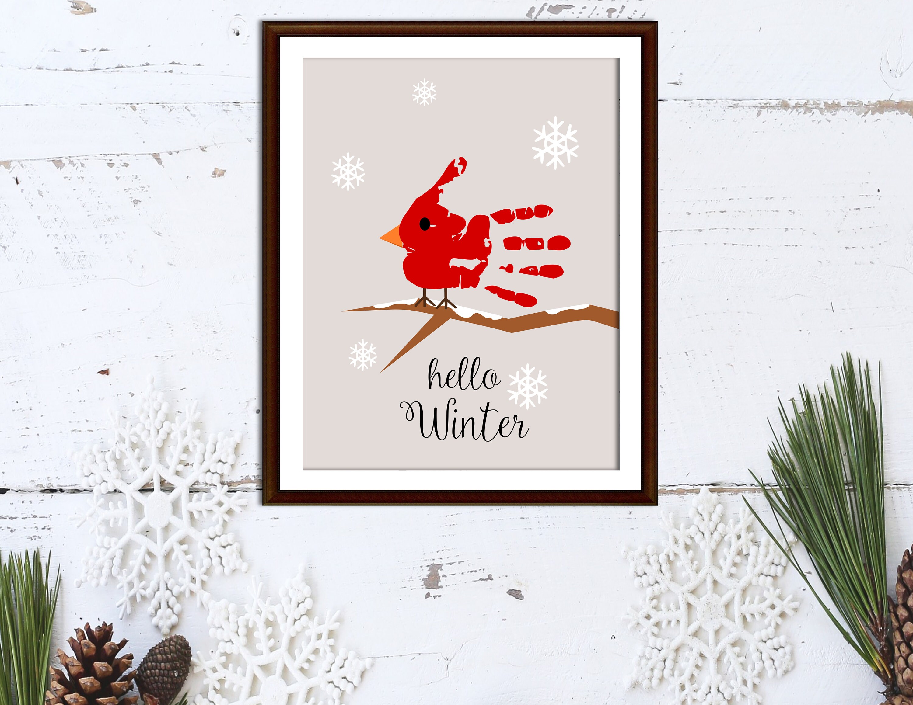 Hello Winter Handprint Craft Winter Printable Card Daycare | Etsy