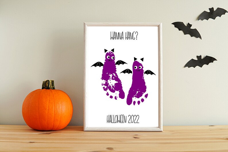 Halloween Bats Footprint Craft Template Printable Footprint - Etsy