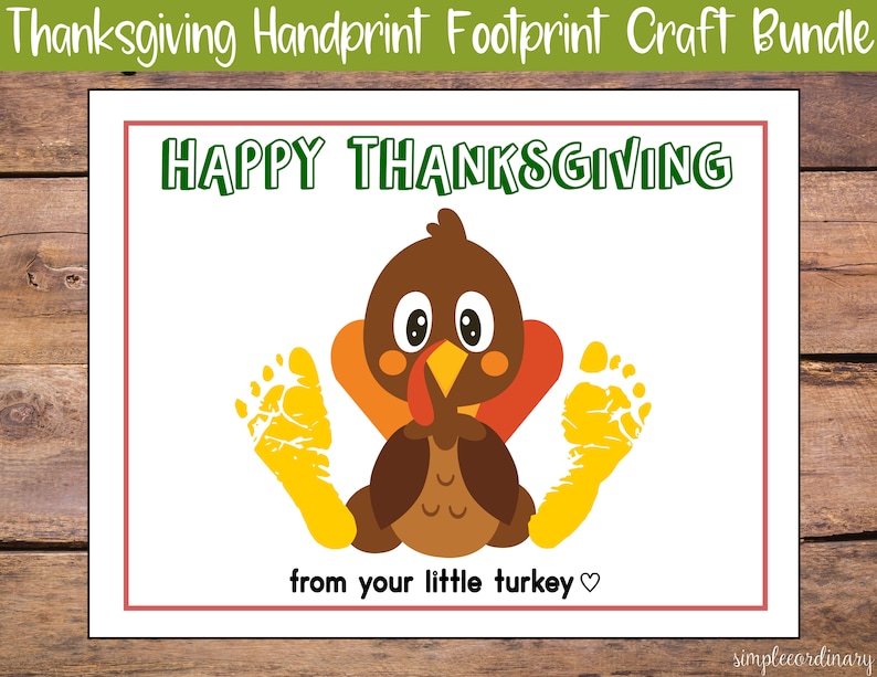 Thanksgiving Handprint Footprint Craft Bundle, Fall Printable Gift ...