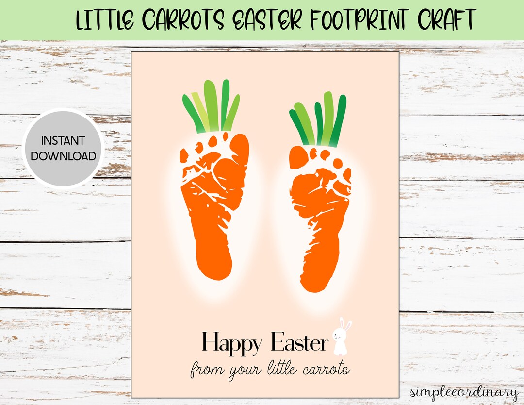 Little Carrots Easter Footprint Crafts, Printable Footprint Art ...