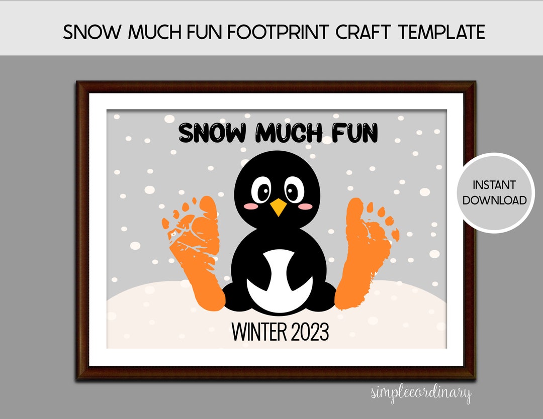 Snow Much Fun Footprint Craft Winter Printable Card Daycare - Etsy