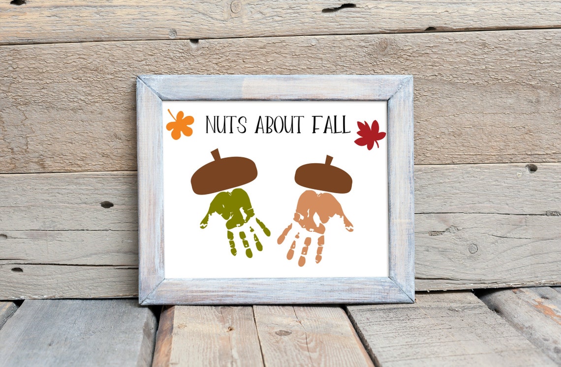 Nuts About Fall Handprint Crafts, Printable Footprint Art, Daycare ...