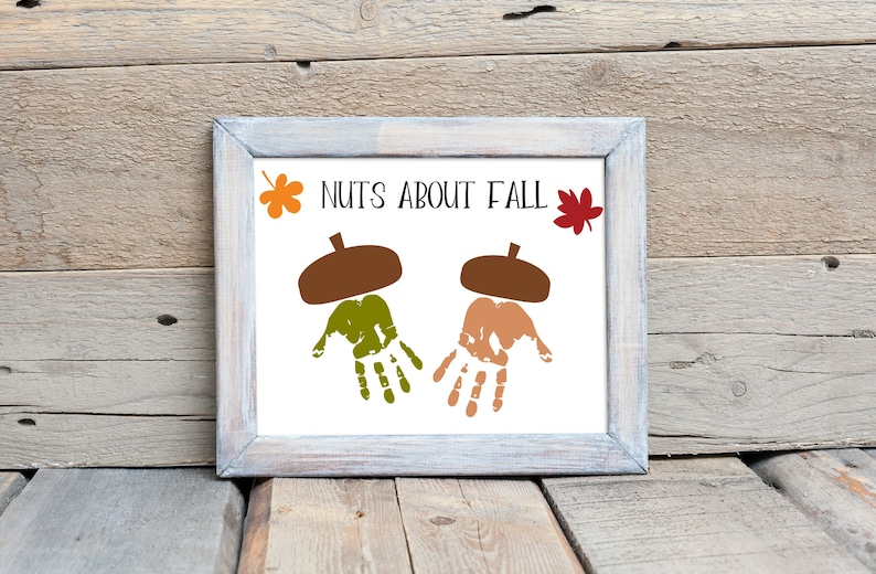 Nuts About Fall Handprint Crafts, Printable Footprint Art, Daycare ...
