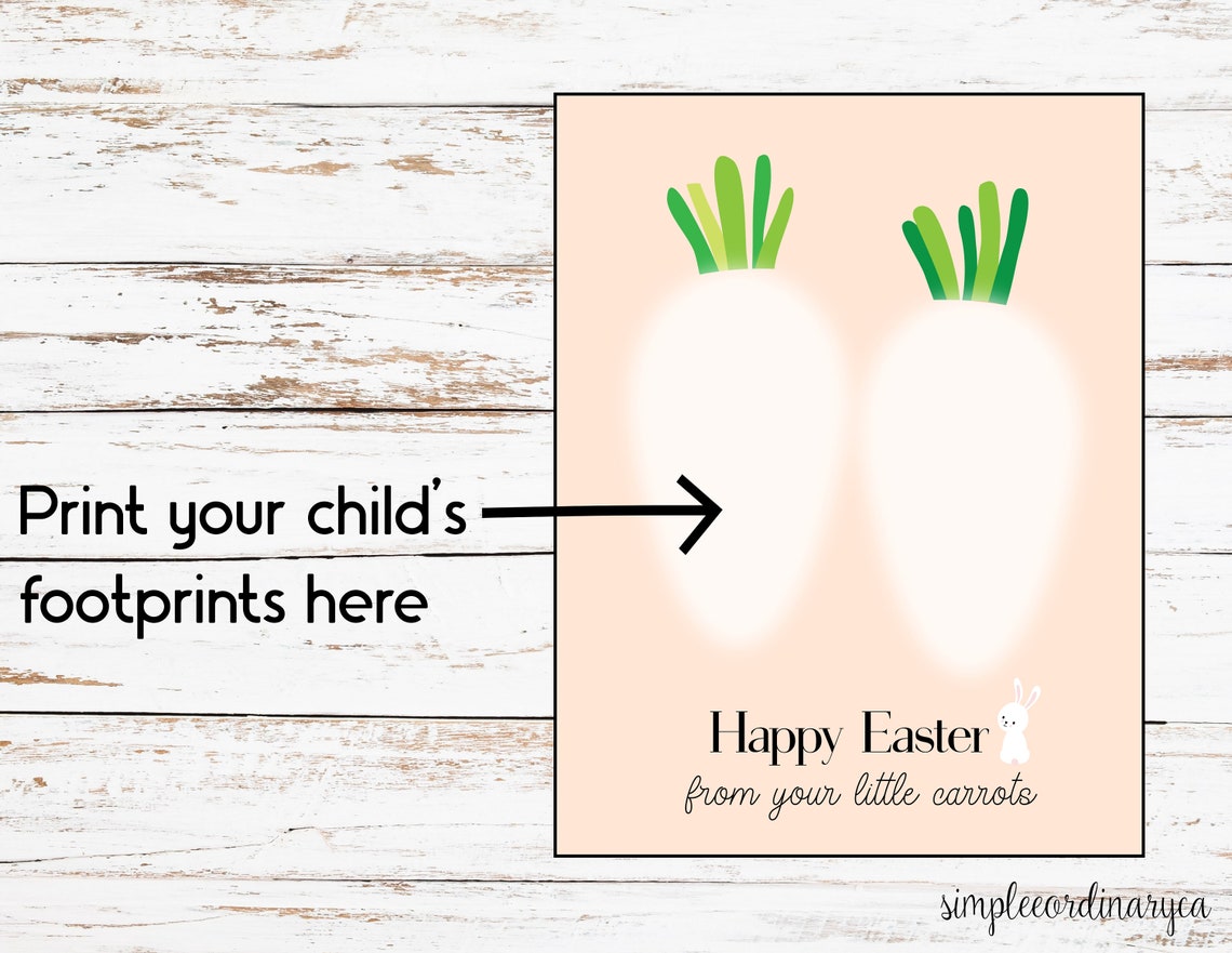 Little Carrots Easter Footprint Crafts Printable Footprint | Etsy