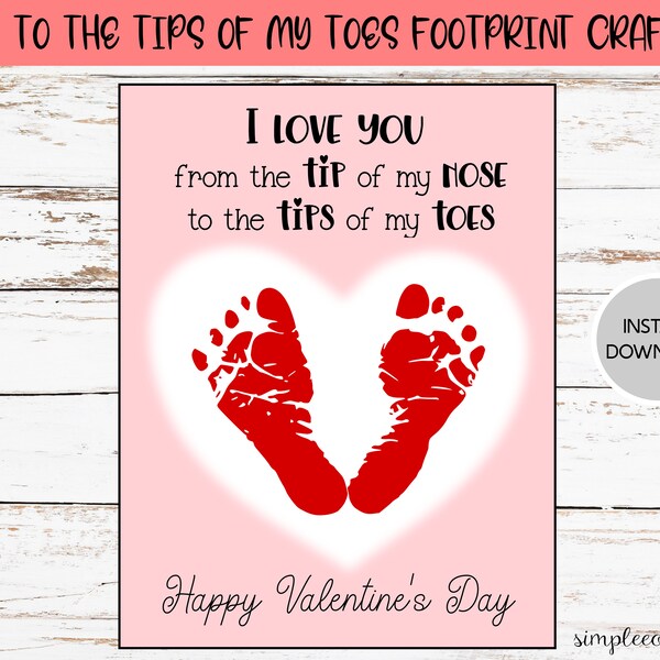Footprint Valentine Printable - Etsy