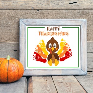 Happy Thanksgiving Turkey Footprint Crafts, Printable Handprint Art ...