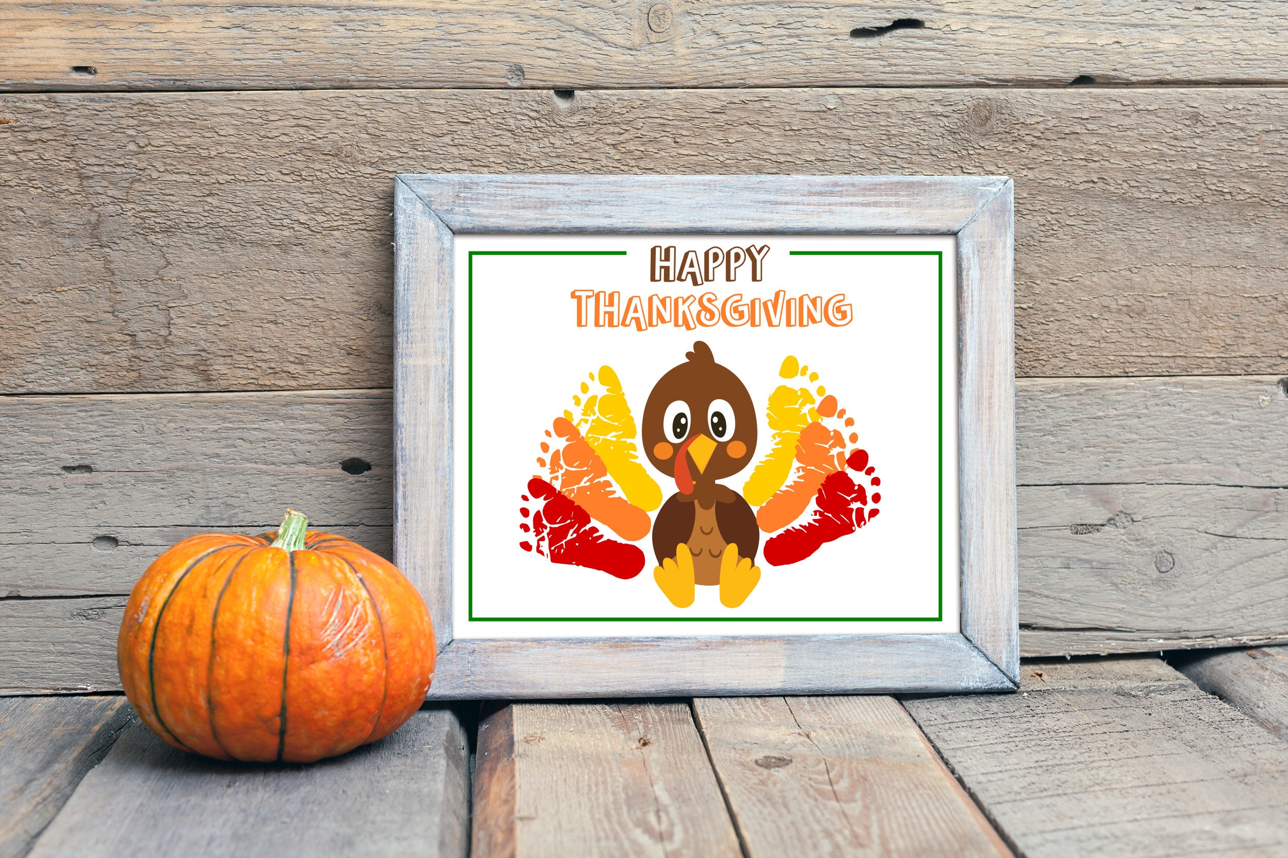 Happy Thanksgiving Turkey Footprint Crafts, Printable Handprint Art ...