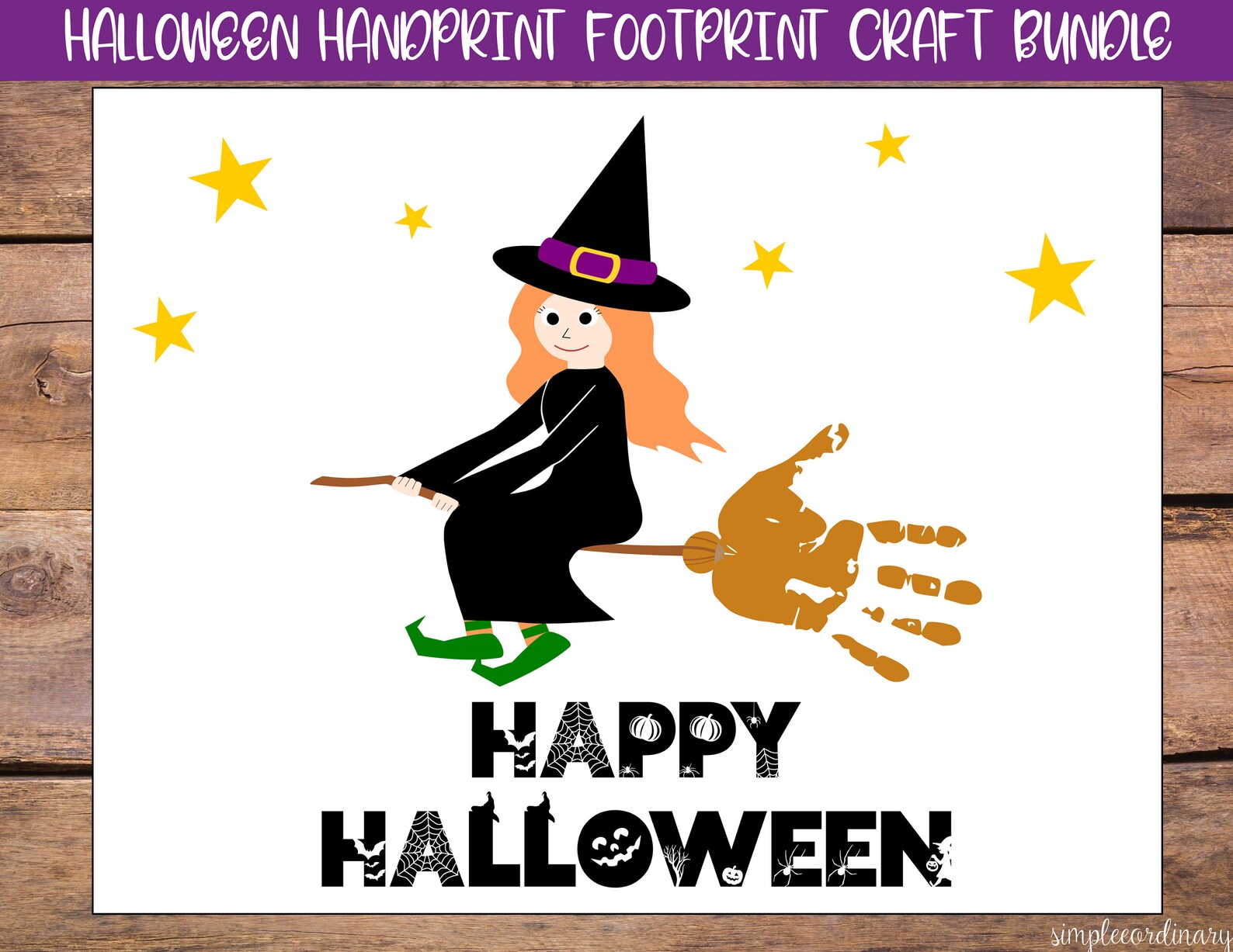 Halloween Handprint Footprint Craft Bundle Fall Printable | Etsy