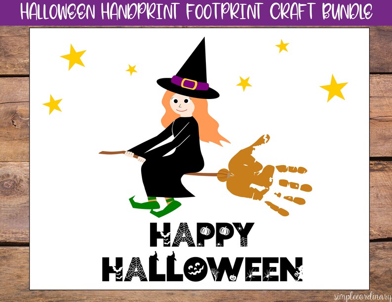 Halloween Handprint Footprint Craft Bundle Fall Printable - Etsy