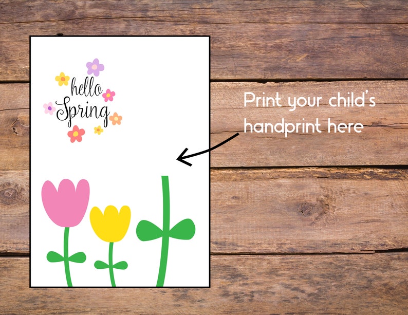Hello Spring Flower Handprint Craft Printable Handprint Art | Etsy