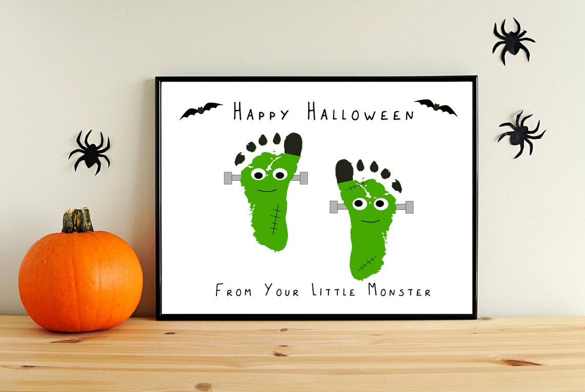 Little Monster Handprint Footprint Craft Template, Printable Footprint ...