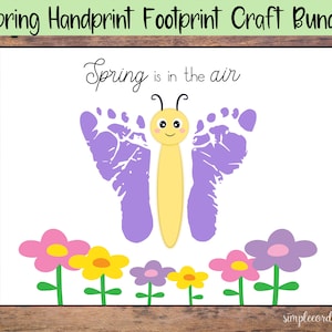 Spring Handprint Footprint Craft Bundle, Printable Handprint Footprint ...