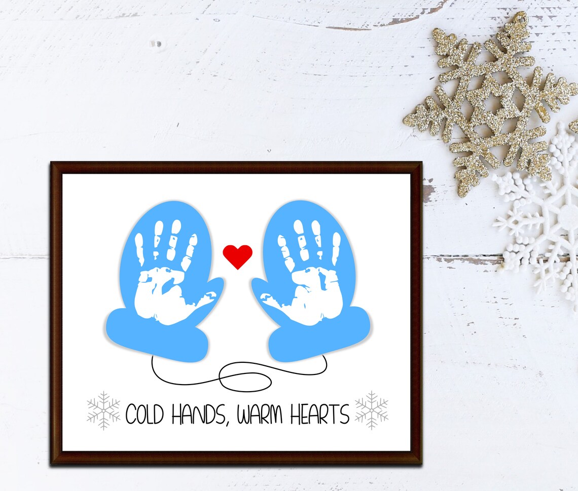 Cold Hands Warm Hearts Handprint Craft Mittens Winter - Etsy