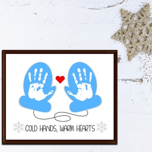 Cold Hands Warm Hearts Handprint Craft, Mittens Winter Printable Card ...