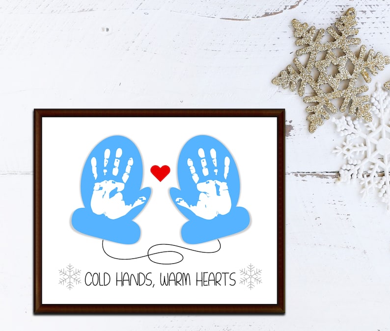 Cold Hands Warm Hearts Handprint Craft Mittens Winter - Etsy