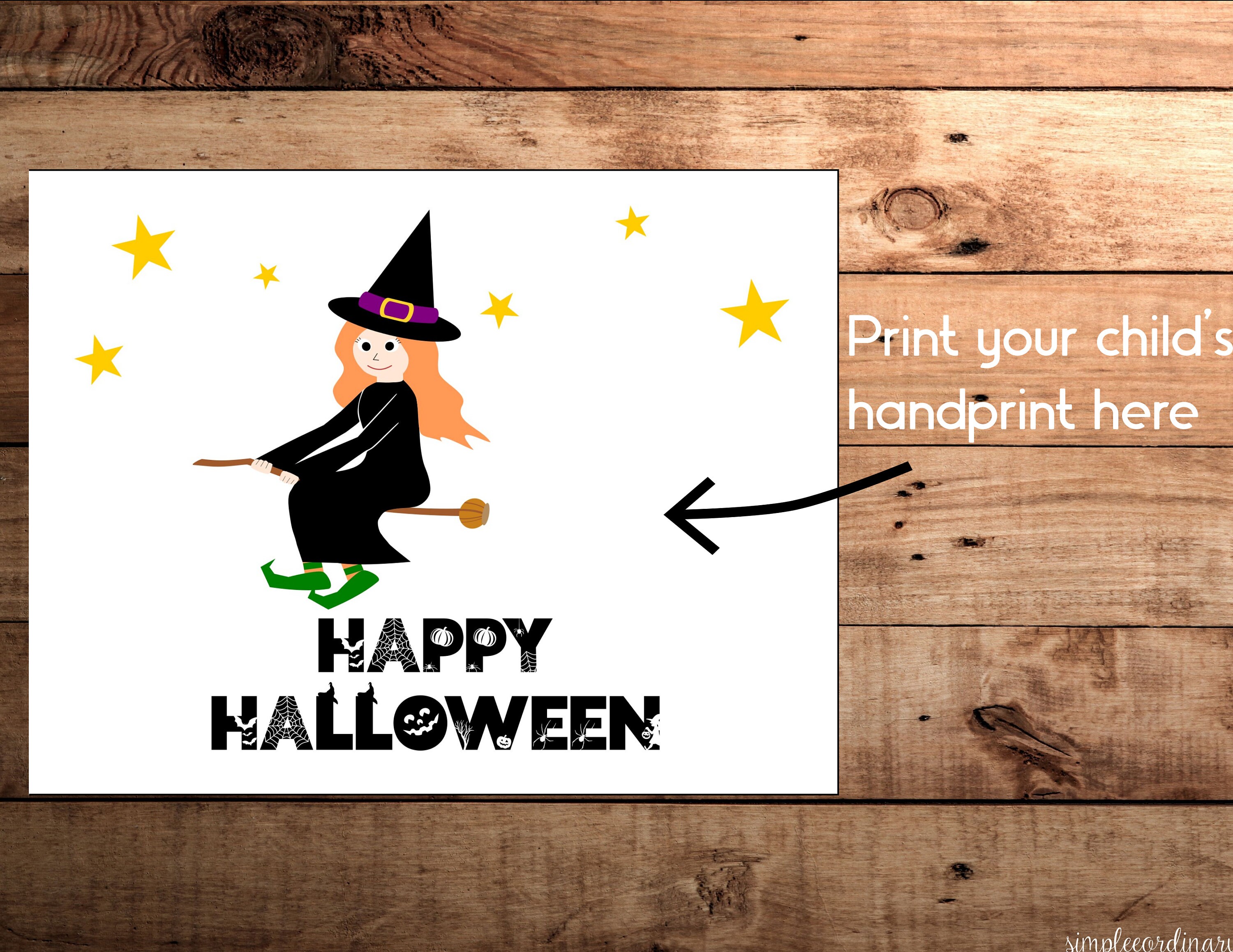 Happy Halloween Witch Handprint Footprint Craft Template, Printable ...