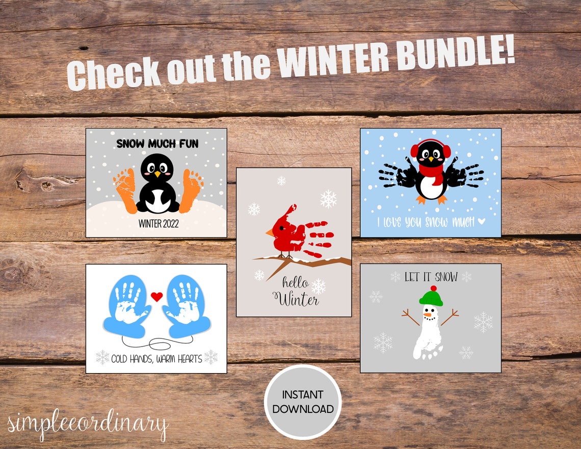 Hello Winter Handprint Craft Winter Printable Card Daycare | Etsy