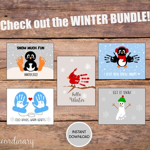 Hello Winter Handprint Craft Winter Printable Card Daycare | Etsy