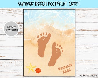 Summer Beach Footprint Craft | Printable Footprint Art | Ice Cream ...