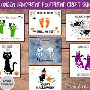 Halloween Handprint Footprint Craft Bundle, Fall Printable Gift ...