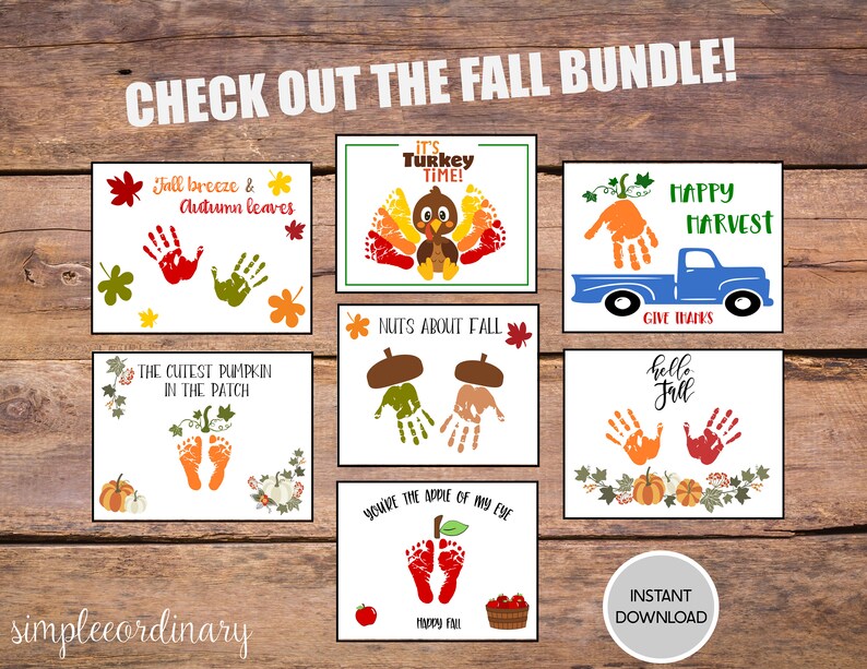 Halloween Handprint Footprint Craft Bundle Fall Printable | Etsy