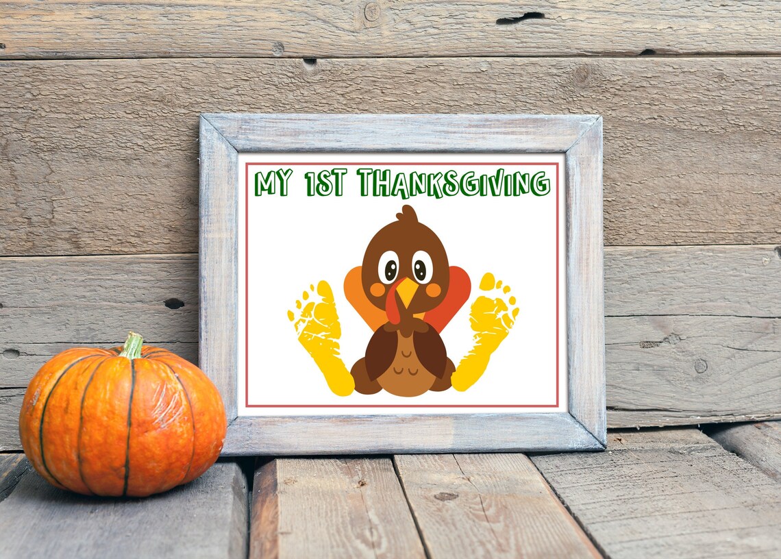 My First Thanksgiving Footprint Craft, Printable Handprint Art, DIY ...