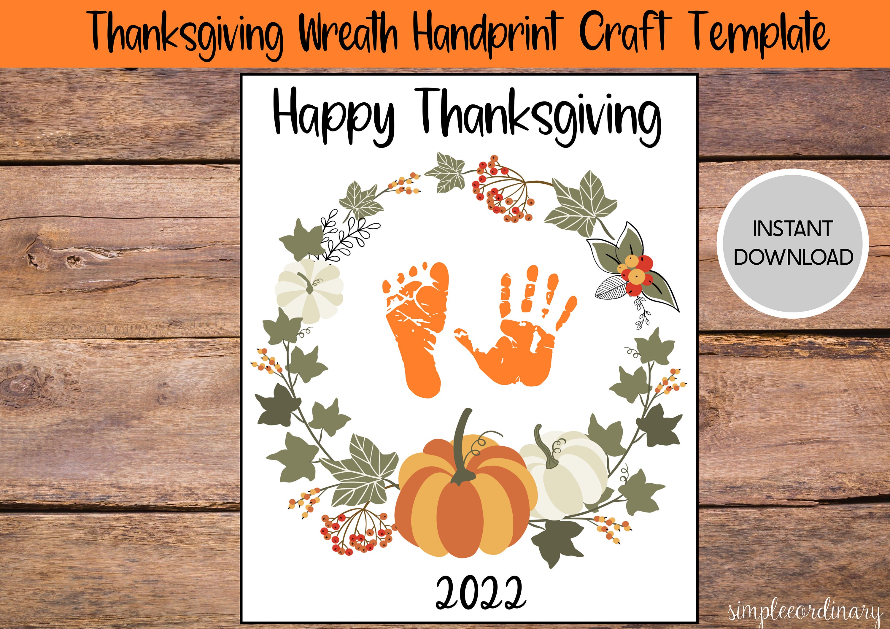 Happy Thanksgiving Handprint Crafts Printable Footprint Art - Etsy