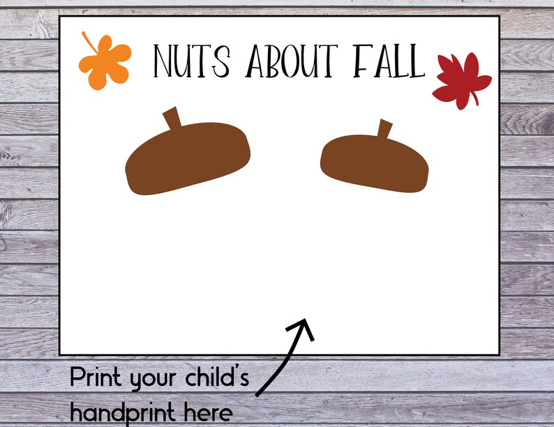 Nuts About Fall Handprint Crafts, Printable Footprint Art, Daycare ...