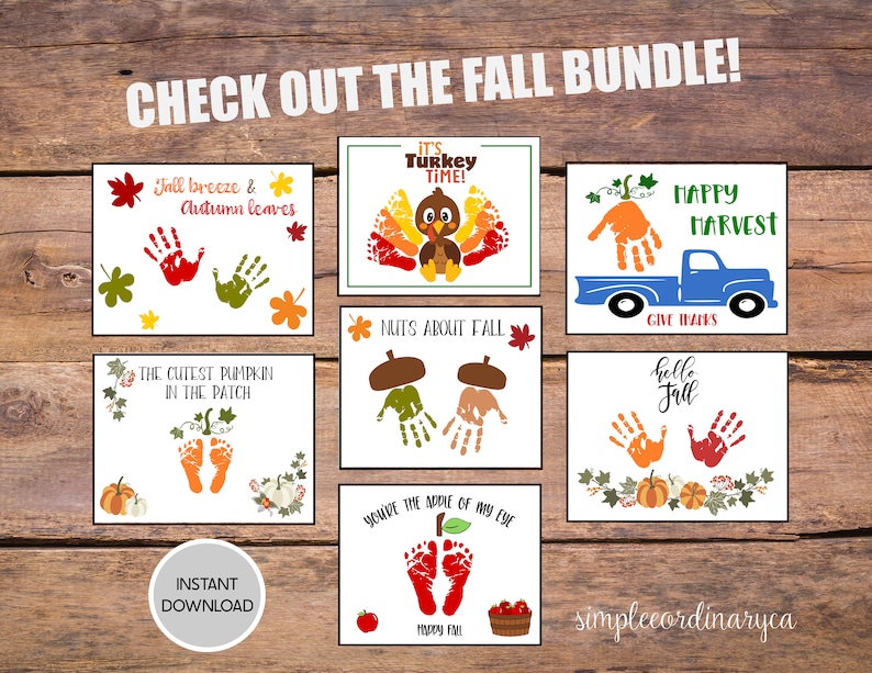 Thanksgiving Handprint Footprint Craft Bundle Fall Printable - Etsy