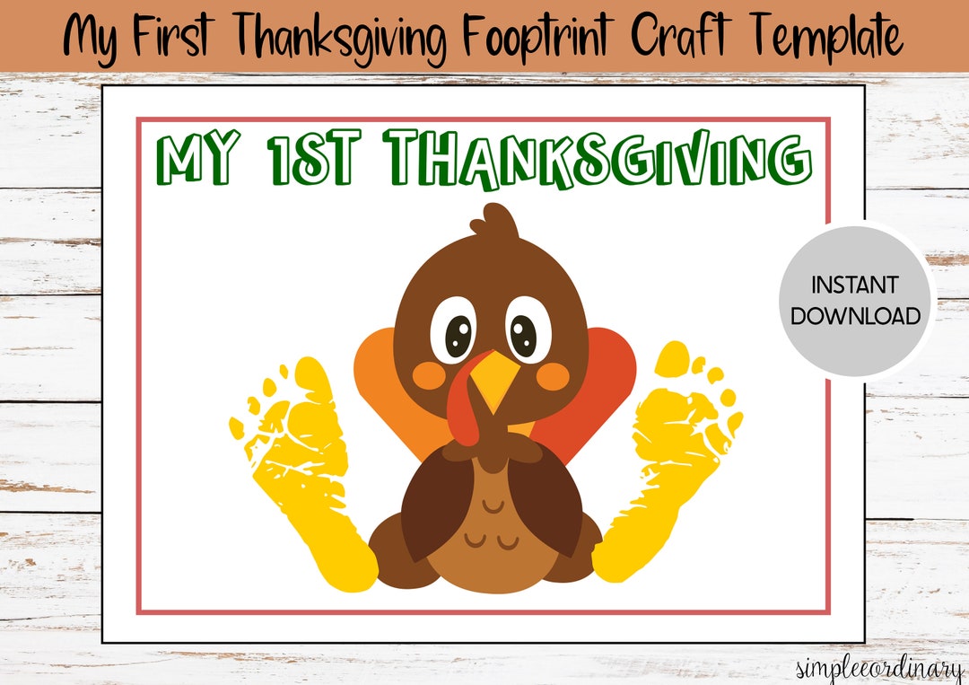 My First Thanksgiving Footprint Craft, Printable Handprint Art, DIY ...