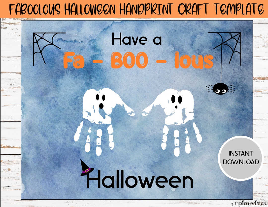 Have a Faboolous Halloween Ghost Handprint Craft - Etsy
