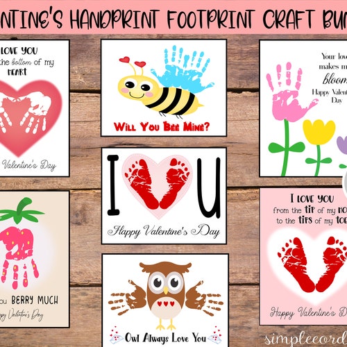 Valentine's Day Handprint Art Printable Craft for Kids - Etsy