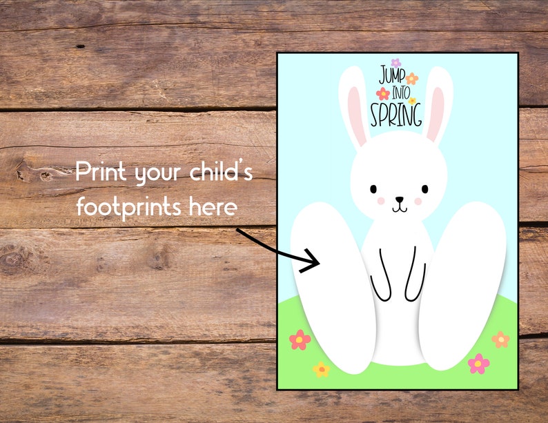 Jump Into Spring Bunny Footprint Craft, Printable Footprint Art ...