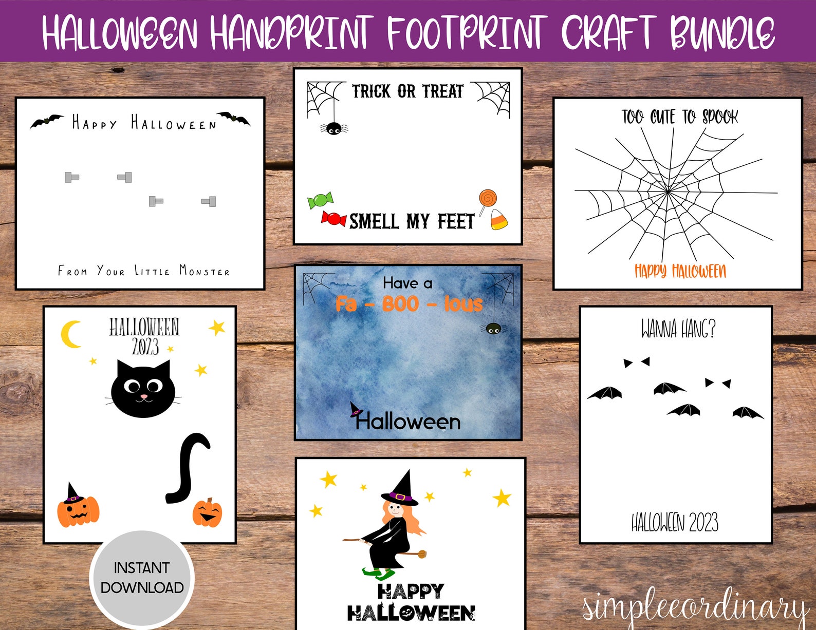 Halloween Handprint Footprint Craft Bundle Fall Printable - Etsy