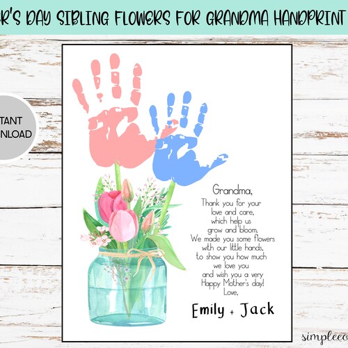 Handprint Flower Art Mother's Day Keepsake Craft - Etsy