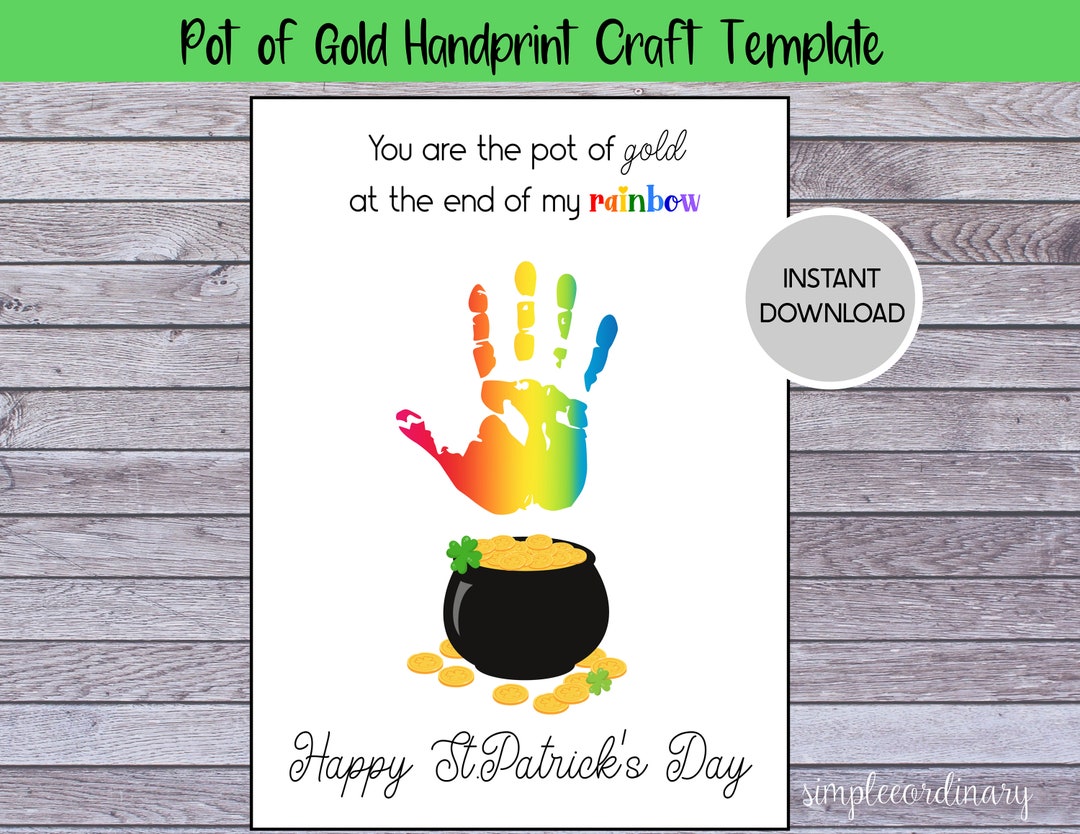 Pot of Gold St.patrick's Day Handprint Craft, Rainbow Handprint Art ...