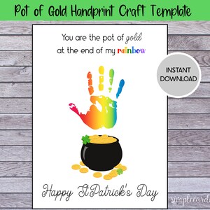 Pot of Gold St.patrick's Day Handprint Craft, Rainbow Handprint Art ...
