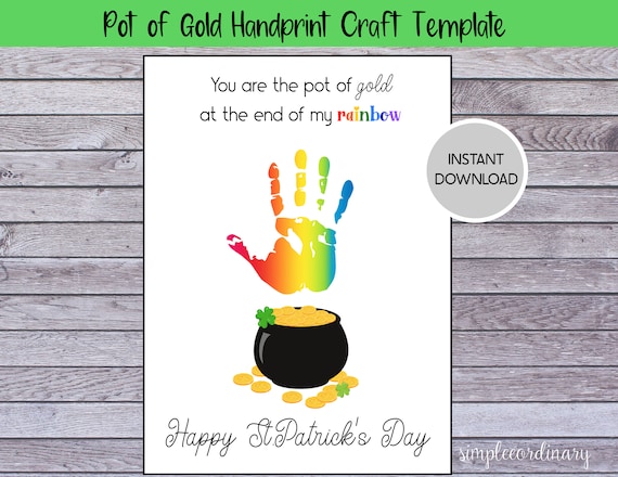 Pot of Gold St.patrick's Day Handprint Craft Rainbow | Etsy Canada