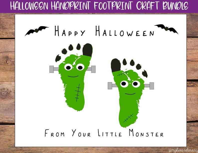 Halloween Handprint Footprint Craft Bundle Fall Printable - Etsy