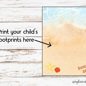 Summer Beach Footprint Craft, Printable Footprint Art, Daycare Activity ...