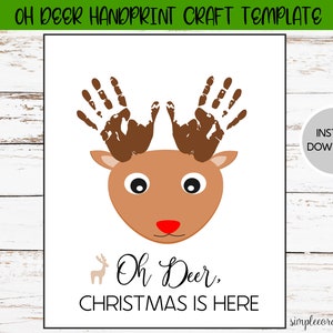 Oh Deer Handprint Crafts, Printable Footprint Art, Daycare Preschool ...