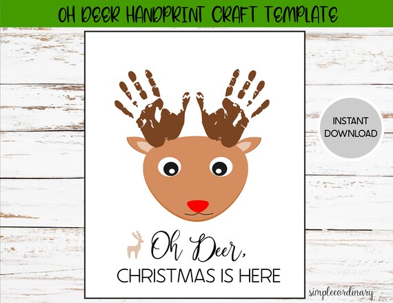 Oh Deer Handprint Crafts Printable Footprint Art Daycare | Etsy