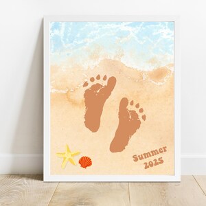 Summer Beach Footprint Craft, Printable Footprint Art, Daycare Activity ...