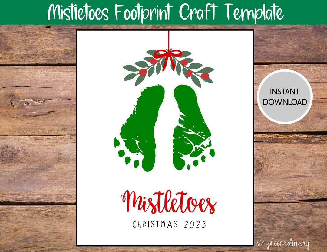 Mistletoes Footprint Crafts Printable Handprint Card Daycare - Etsy